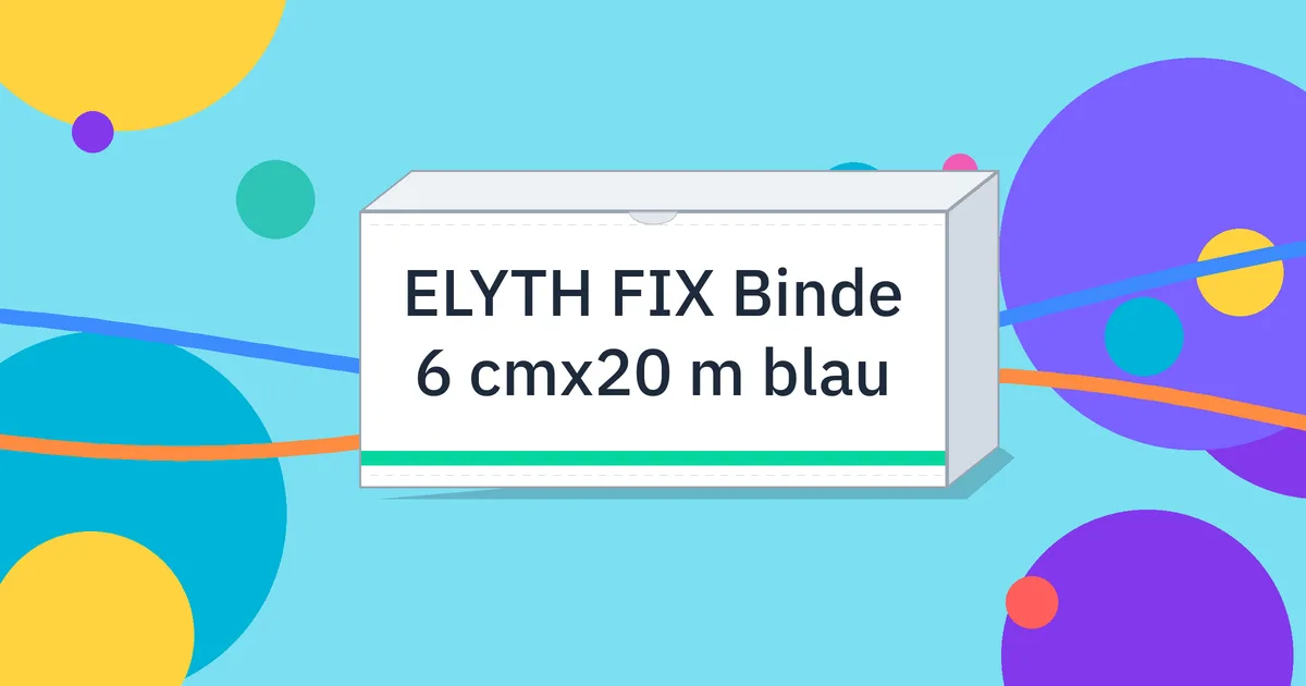 Symbolbild: Packung mit der Aufschrift ELYTH FIX Binde 6 cmx20 m blau (PZN 10537528) – Verfügbarkeit und Bezug in Apotheken in Frankfurt am Main