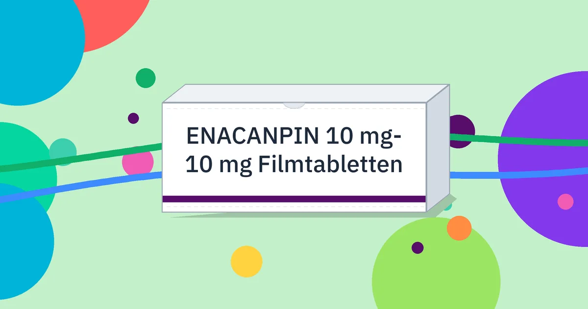 Symbolbild: Packung mit der Aufschrift ENACANPIN 10 mg-10 mg Filmtabletten (PZN 12529496) – Verfügbarkeit und Bezug in Apotheken in Frankfurt am Main
