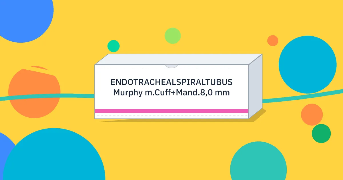 Symbolbild: Packung mit der Aufschrift ENDOTRACHEALSPIRALTUBUS Murphy m.Cuff+Mand.8,0 mm (PZN 05464431) – Verfügbarkeit und Bezug in Apotheken in Frankfurt am Main