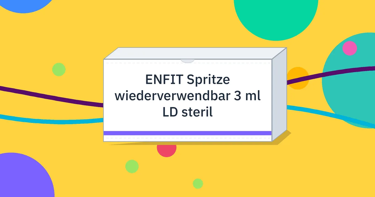 Symbolbild: Packung mit der Aufschrift ENFIT Spritze wiederverwendbar 3 ml LD steril (PZN 17444959) – Verfügbarkeit und Bezug in Apotheken in Frankfurt am Main