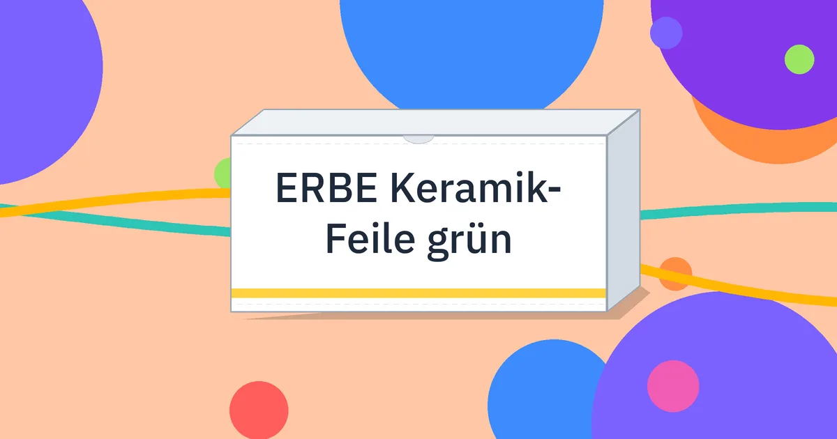 Symbolbild: Packung mit der Aufschrift ERBE Keramik-Feile grün (PZN 14221029) – Verfügbarkeit und Bezug in Apotheken in Frankfurt am Main