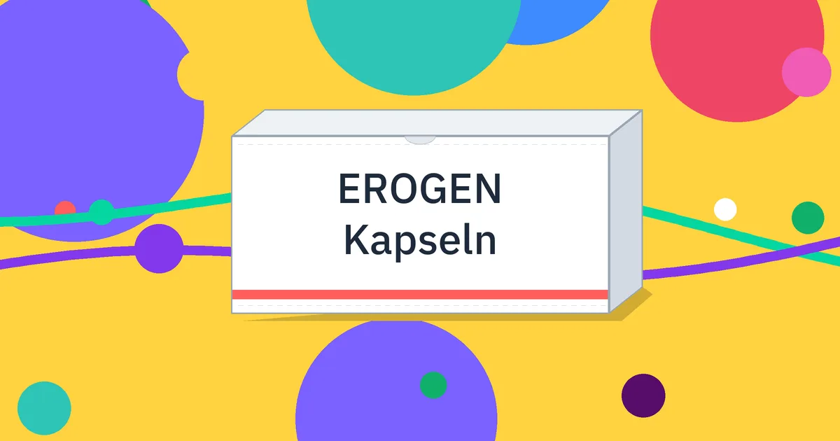 Symbolbild: Packung mit der Aufschrift EROGEN Kapseln (PZN 17945489) – Verfügbarkeit und Bezug in Apotheken in Frankfurt am Main