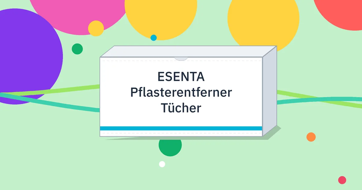 Symbolbild: Packung mit der Aufschrift ESENTA Pflasterentferner Tücher (PZN 16866658) – Verfügbarkeit und Bezug in Apotheken in Frankfurt am Main