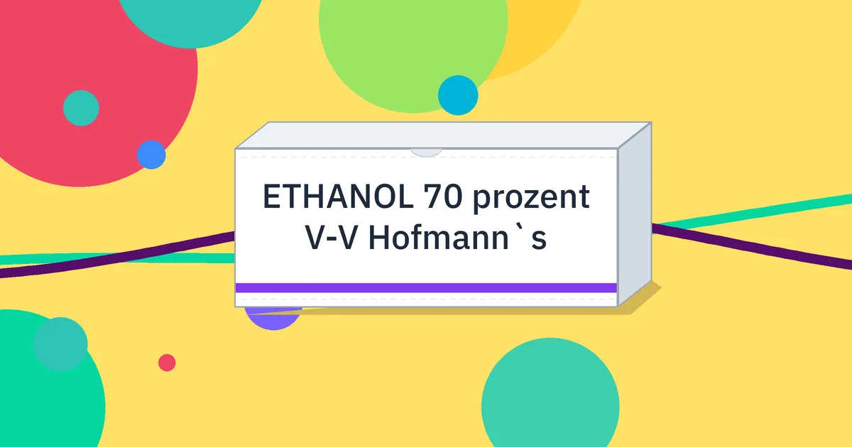 Symbolbild: Packung mit der Aufschrift ETHANOL 70 prozent V-V Hofmann`s (PZN 01038884) – Verfügbarkeit und Bezug in Apotheken in Frankfurt am Main