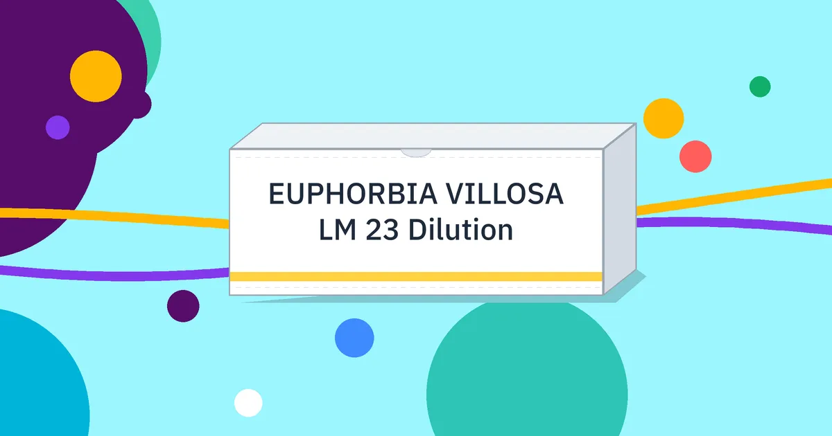 Symbolbild: Packung mit der Aufschrift EUPHORBIA VILLOSA LM 23 Dilution (PZN 13482874) – Verfügbarkeit und Bezug in Apotheken in Frankfurt am Main