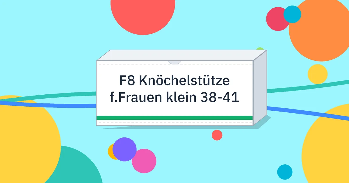 Symbolbild: Packung mit der Aufschrift F8 Knöchelstütze f.Frauen klein 38-41 (PZN 04496305) – Verfügbarkeit und Bezug in Apotheken in Frankfurt am Main