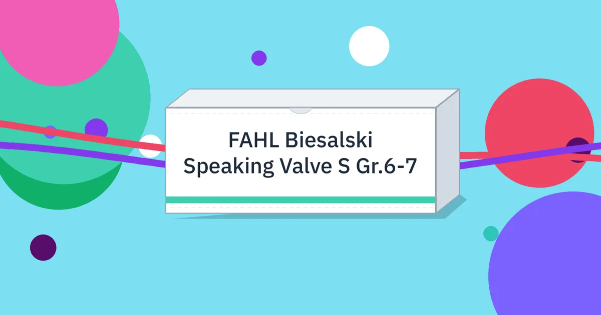 Symbolbild: Packung mit der Aufschrift FAHL Biesalski Speaking Valve S Gr.6-7 (PZN 11220064) – Verfügbarkeit und Bezug in Apotheken in Frankfurt am Main