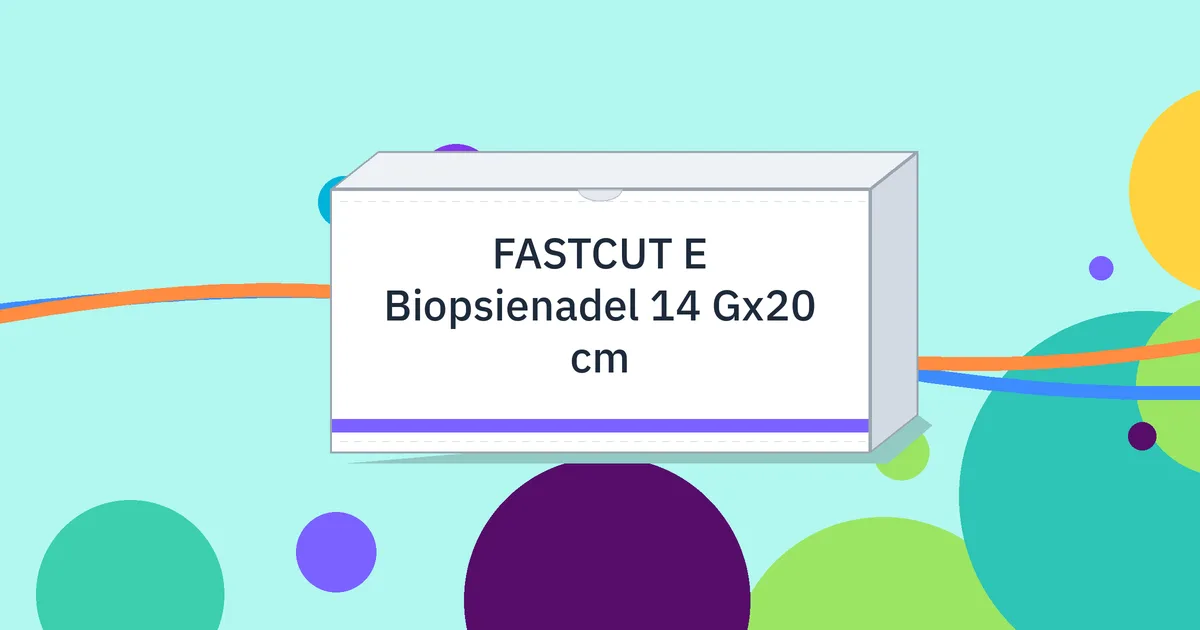 Symbolbild: Packung mit der Aufschrift FASTCUT E Biopsienadel 14 Gx20 cm (PZN 16922428) – Verfügbarkeit und Bezug in Apotheken in Frankfurt am Main