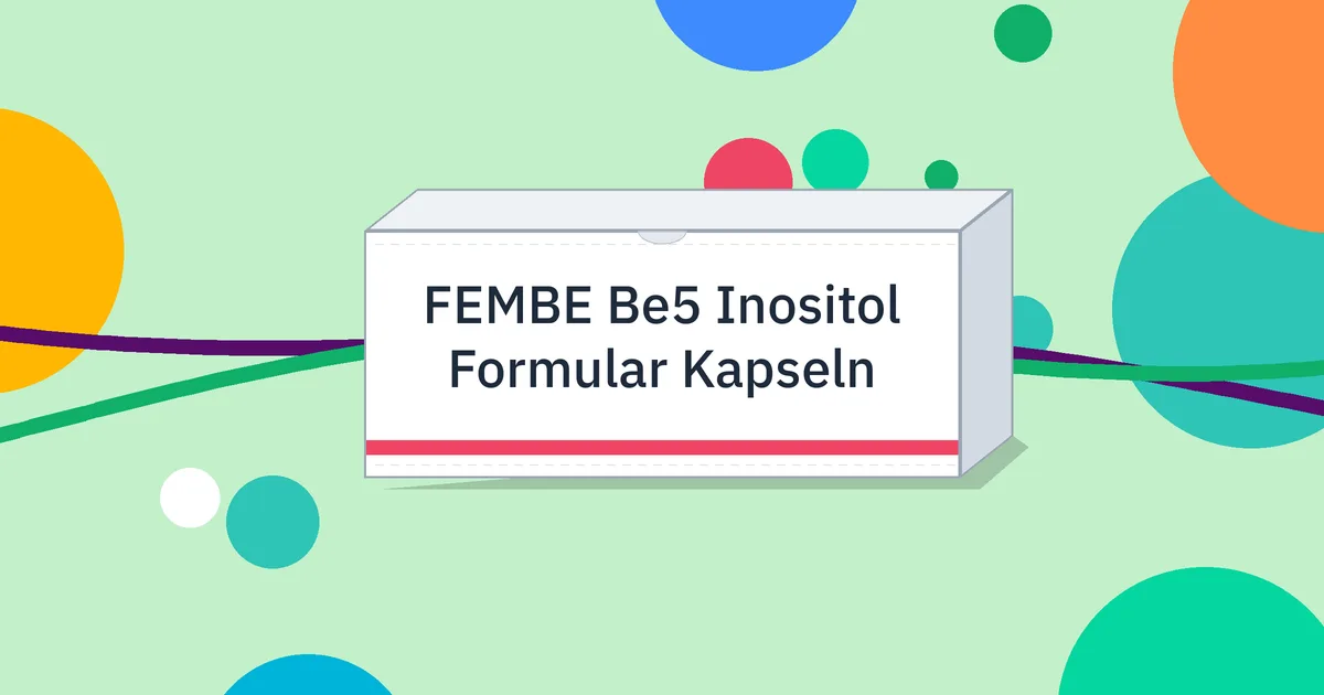 Symbolbild: Packung mit der Aufschrift FEMBE Be5 Inositol Formular Kapseln (PZN 19683007) – Verfügbarkeit und Bezug in Apotheken in Frankfurt am Main
