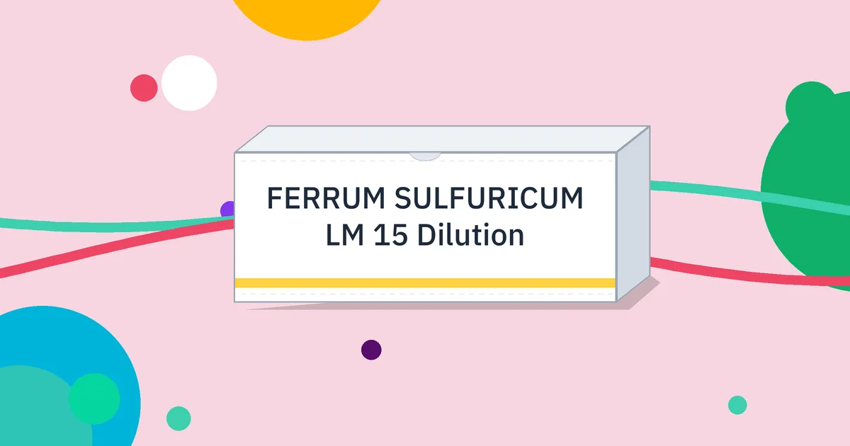 Symbolbild: Packung mit der Aufschrift FERRUM SULFURICUM LM 15 Dilution (PZN 12853535) – Verfügbarkeit und Bezug in Apotheken in Frankfurt am Main