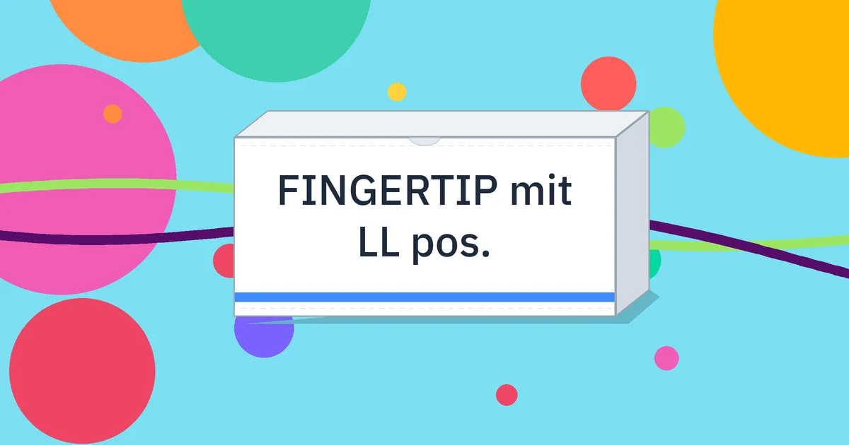 Symbolbild: Packung mit der Aufschrift FINGERTIP mit LL pos. (PZN 17488804) – Verfügbarkeit und Bezug in Apotheken in Frankfurt am Main