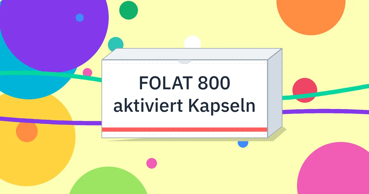 Symbolbild: Packung mit der Aufschrift FOLAT 800 aktiviert Kapseln (PZN 18665510) – Verfügbarkeit und Bezug in Apotheken in Frankfurt am Main