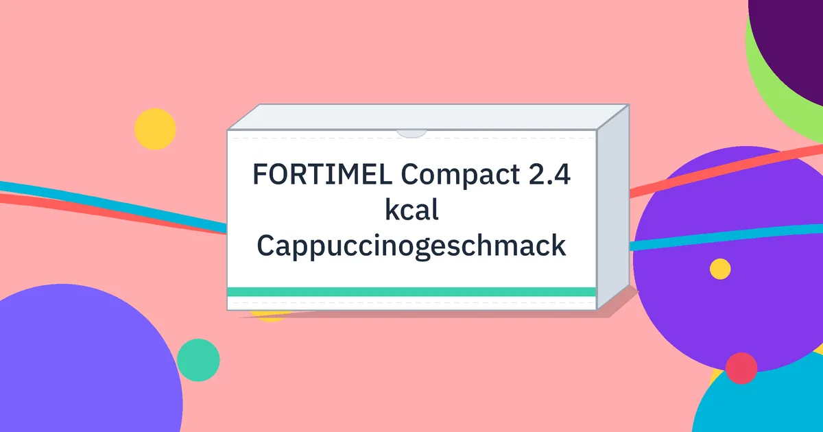 Symbolbild: Packung mit der Aufschrift FORTIMEL Compact 2.4 kcal Cappuccinogeschmack (PZN 19531326) – Verfügbarkeit und Bezug in Apotheken in Frankfurt am Main