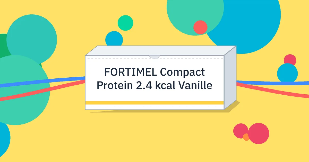 Symbolbild: Packung mit der Aufschrift FORTIMEL Compact Protein 2.4 kcal Vanille (PZN 20055204) – Verfügbarkeit und Bezug in Apotheken in Frankfurt am Main