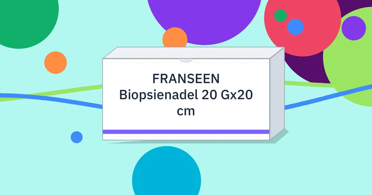 Symbolbild: Packung mit der Aufschrift FRANSEEN Biopsienadel 20 Gx20 cm (PZN 00297678) – Verfügbarkeit und Bezug in Apotheken in Frankfurt am Main