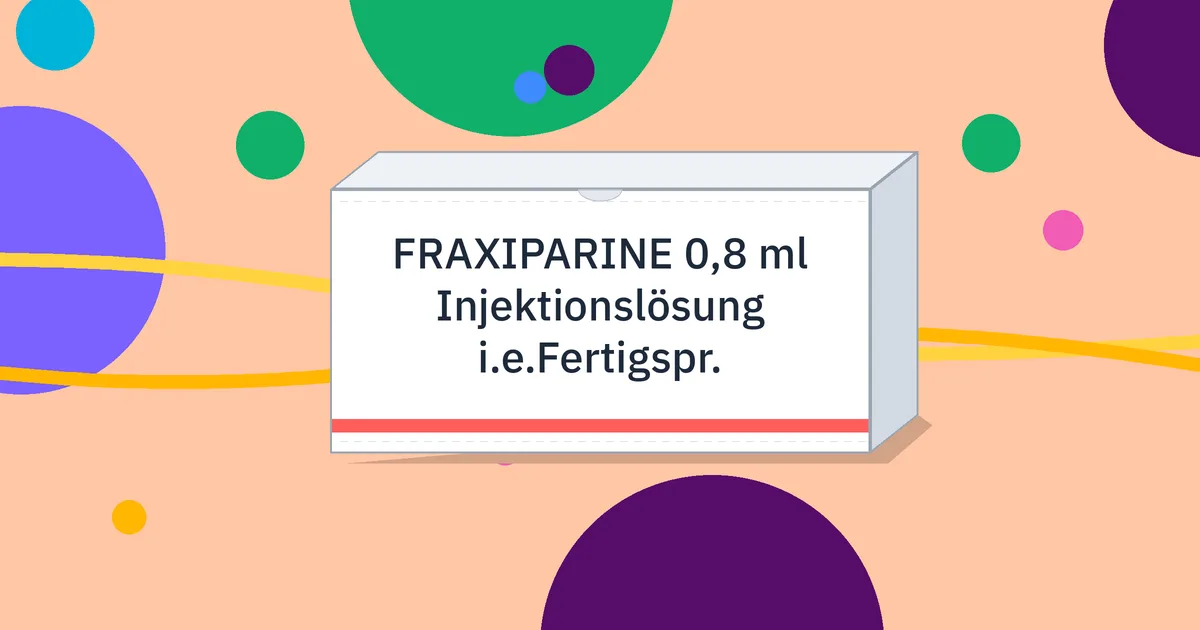 Symbolbild: Packung mit der Aufschrift FRAXIPARINE 0,8 ml Injektionslösung i.e.Fertigspr. (PZN 07301584) – Verfügbarkeit und Bezug in Apotheken in Frankfurt am Main