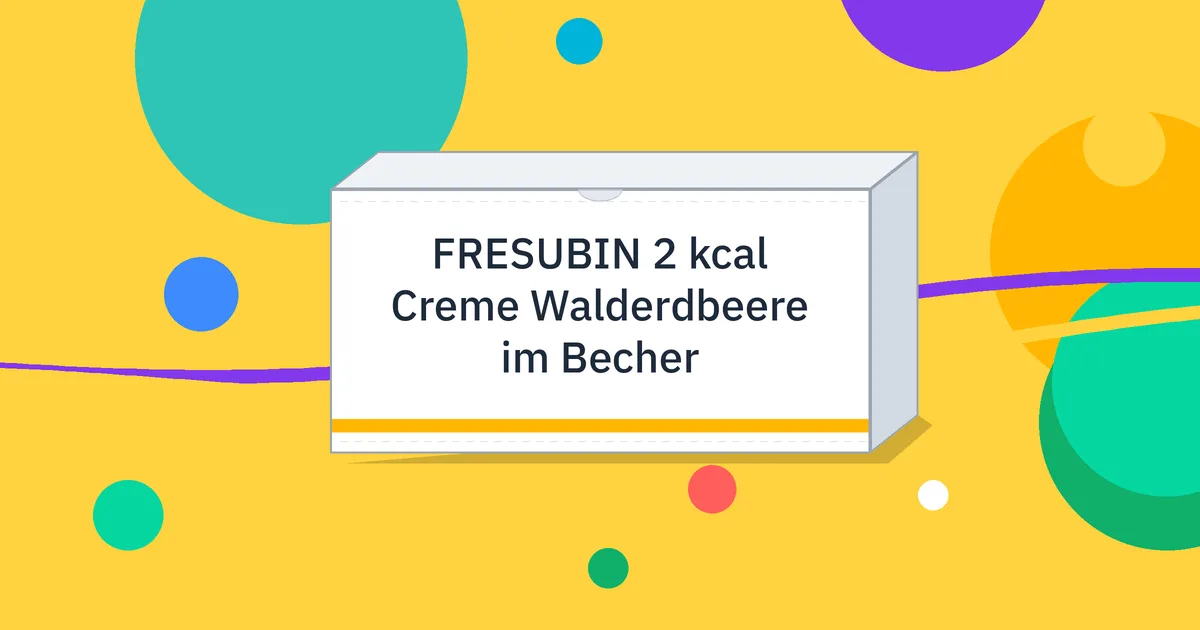 Symbolbild: Packung mit der Aufschrift FRESUBIN 2 kcal Creme Walderdbeere im Becher (PZN 11513576) – Verfügbarkeit und Bezug in Apotheken in Frankfurt am Main