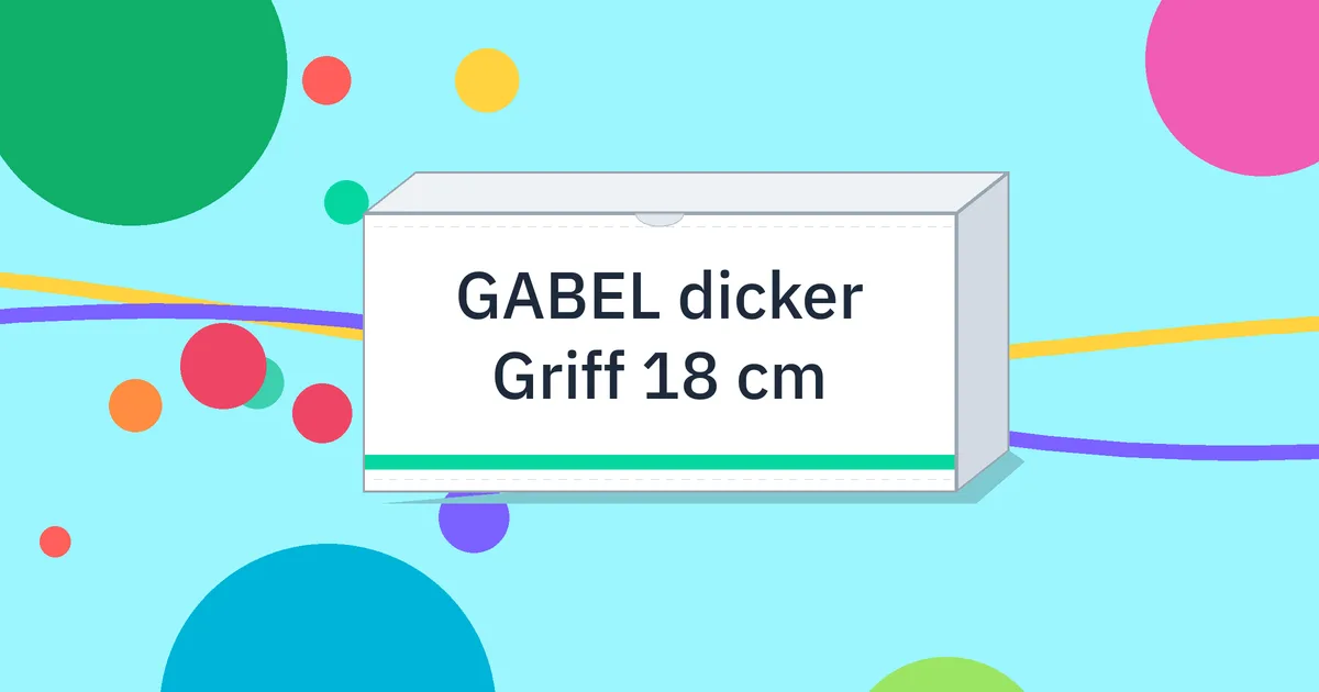 Symbolbild: Packung mit der Aufschrift GABEL dicker Griff 18 cm (PZN 07742489) – Verfügbarkeit und Bezug in Apotheken in Frankfurt am Main