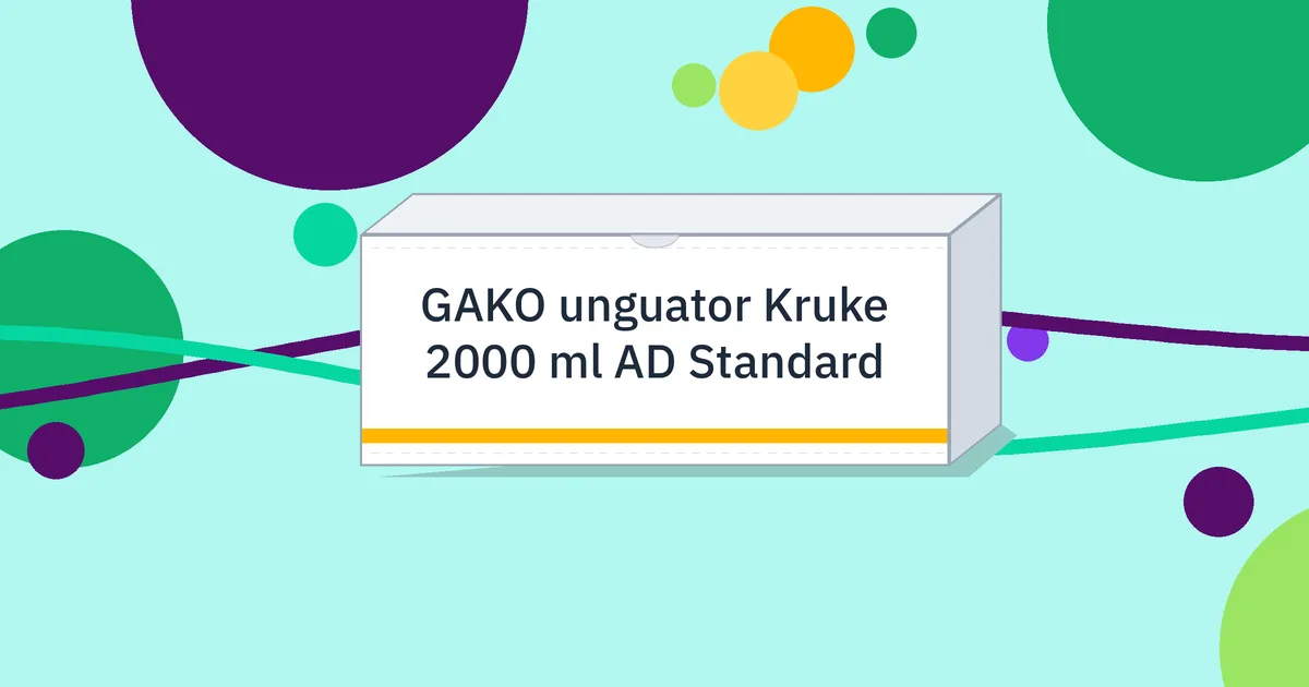 Symbolbild: Packung mit der Aufschrift GAKO unguator Kruke 2000 ml AD Standard (PZN 13918320) – Verfügbarkeit und Bezug in Apotheken in Frankfurt am Main