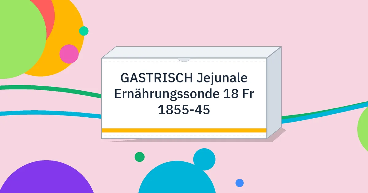 Symbolbild: Packung mit der Aufschrift GASTRISCH Jejunale Ernährungssonde 18 Fr 1855-45 (PZN 14345122) – Verfügbarkeit und Bezug in Apotheken in Frankfurt am Main