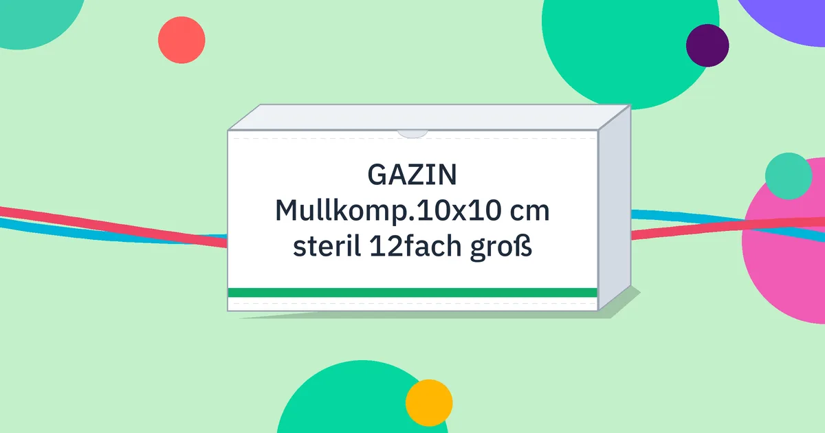 Symbolbild: Packung mit der Aufschrift GAZIN Mullkomp.10x10 cm steril 12fach groß (PZN 17900759) – Verfügbarkeit und Bezug in Apotheken in Frankfurt am Main