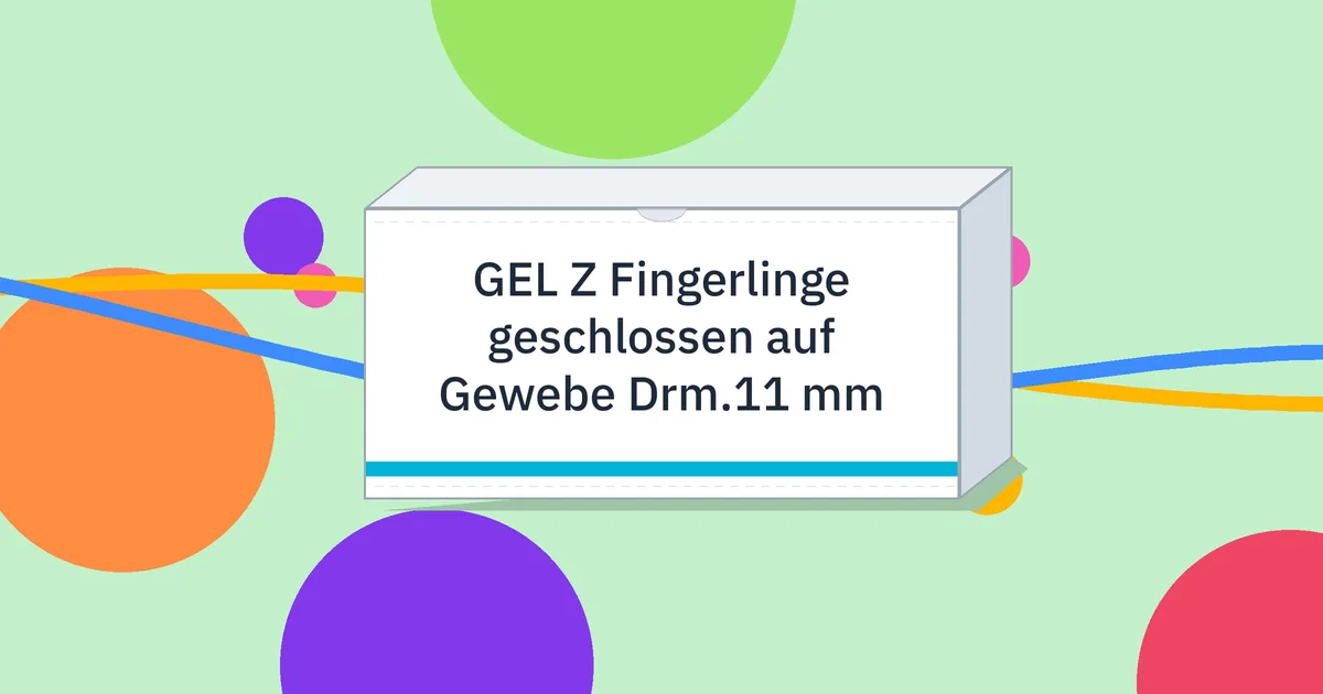 Symbolbild: Packung mit der Aufschrift GEL Z Fingerlinge geschlossen auf Gewebe Drm.11 mm (PZN 11078844) – Verfügbarkeit und Bezug in Apotheken in Frankfurt am Main