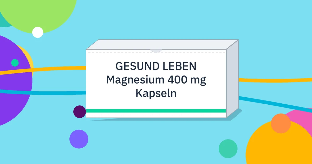 Symbolbild: Packung mit der Aufschrift GESUND LEBEN Magnesium 400 mg Kapseln (PZN 19063173) – Verfügbarkeit und Bezug in Apotheken in Frankfurt am Main