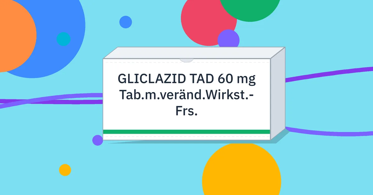Symbolbild: Packung mit der Aufschrift GLICLAZID TAD 60 mg Tab.m.veränd.Wirkst.-Frs. (PZN 20089568) – Verfügbarkeit und Bezug in Apotheken in Frankfurt am Main