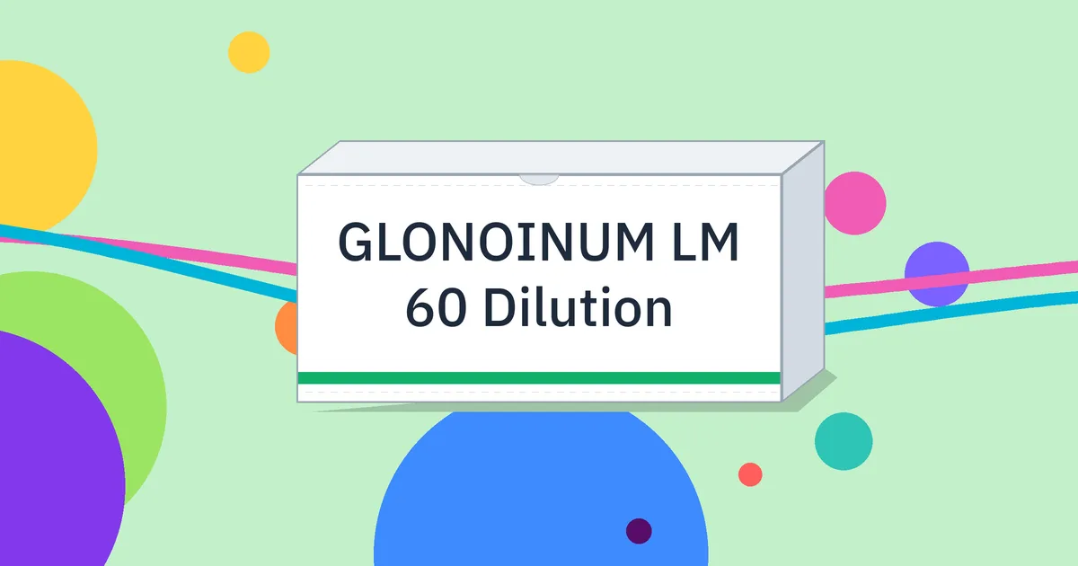 Symbolbild: Packung mit der Aufschrift GLONOINUM LM 60 Dilution (PZN 12879204) – Verfügbarkeit und Bezug in Apotheken in Frankfurt am Main