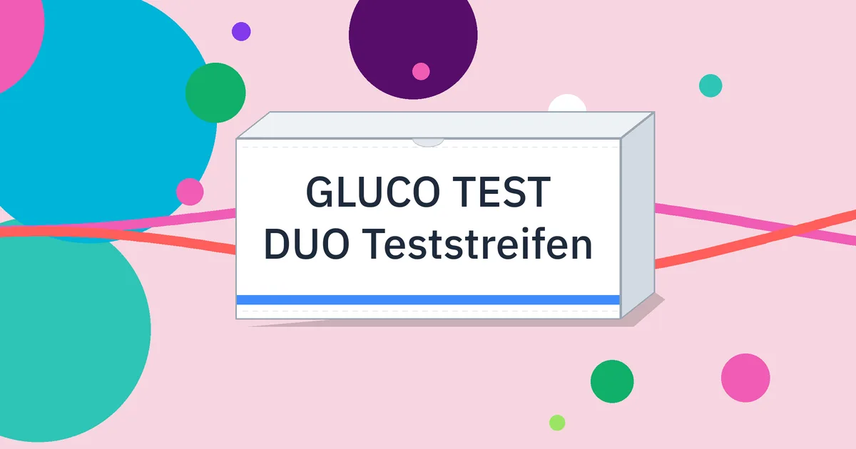 Symbolbild: Packung mit der Aufschrift GLUCO TEST DUO Teststreifen (PZN 11563930) – Verfügbarkeit und Bezug in Apotheken in Frankfurt am Main