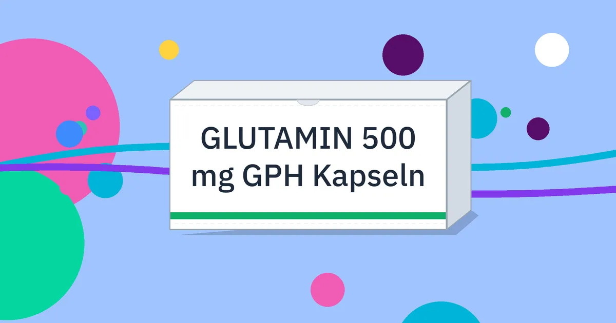 Symbolbild: Packung mit der Aufschrift GLUTAMIN 500 mg GPH Kapseln (PZN 00128088) – Verfügbarkeit und Bezug in Apotheken in Frankfurt am Main