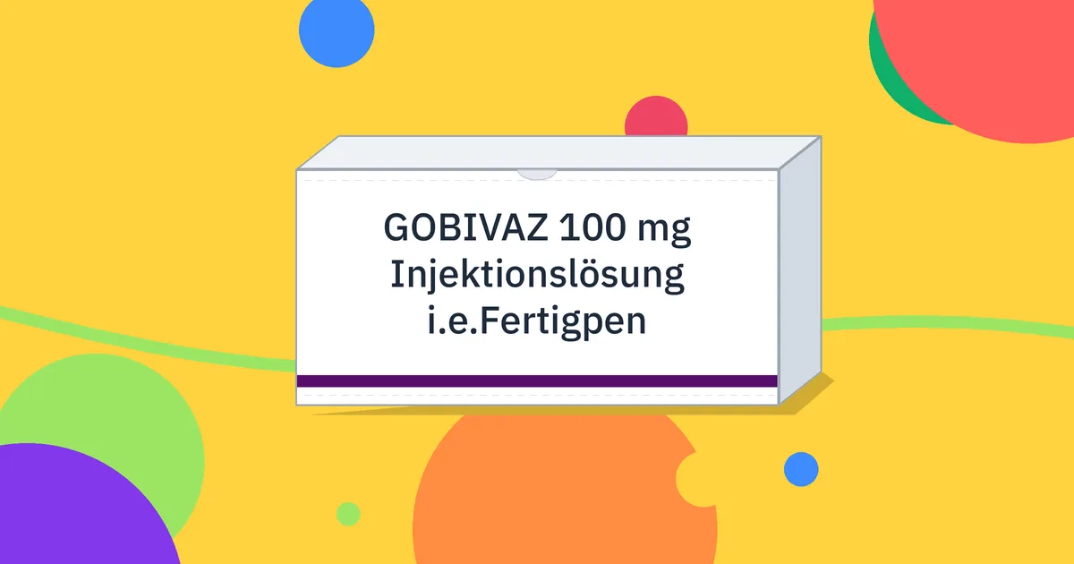 Symbolbild: Packung mit der Aufschrift GOBIVAZ 100 mg Injektionslösung i.e.Fertigpen (PZN 19965349) – Verfügbarkeit und Bezug in Apotheken in Frankfurt am Main