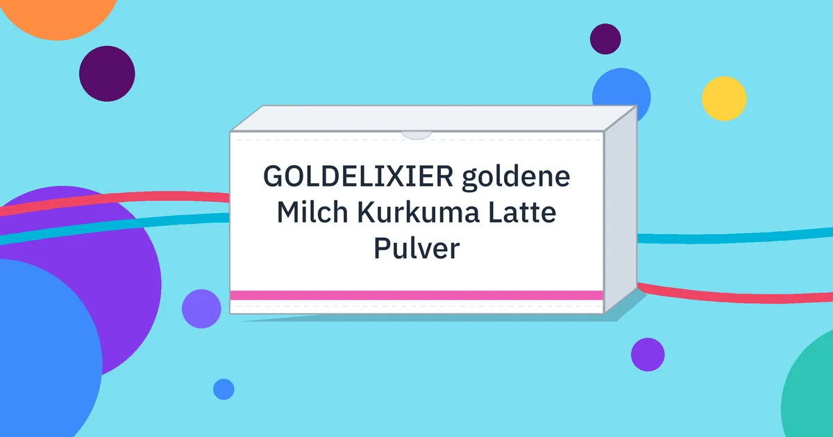 Symbolbild: Packung mit der Aufschrift GOLDELIXIER goldene Milch Kurkuma Latte Pulver (PZN 19199754) – Verfügbarkeit und Bezug in Apotheken in Frankfurt am Main