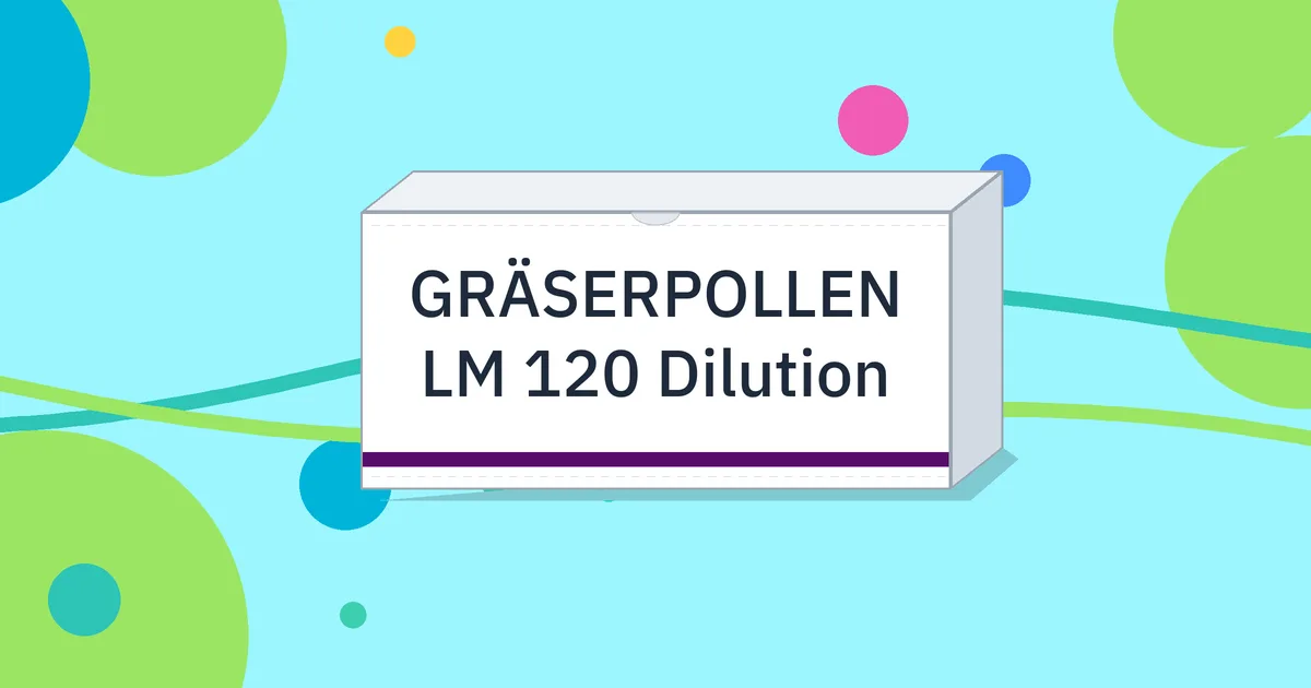 Symbolbild: Packung mit der Aufschrift GRÄSERPOLLEN LM 120 Dilution (PZN 12882459) – Verfügbarkeit und Bezug in Apotheken in Frankfurt am Main