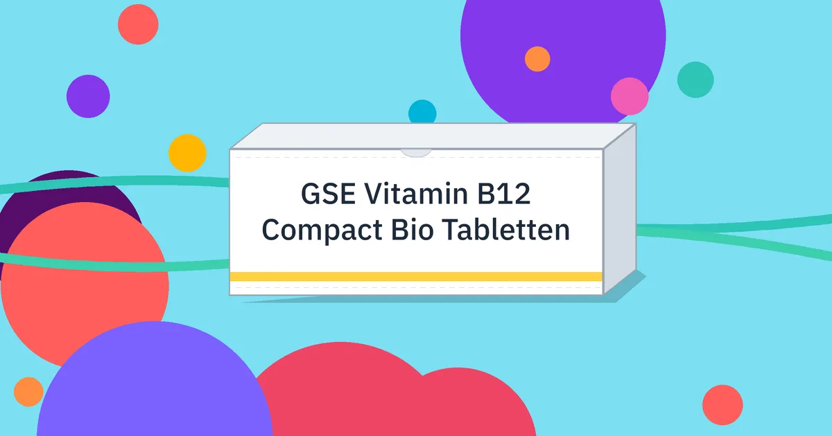Symbolbild: Packung mit der Aufschrift GSE Vitamin B12 Compact Bio Tabletten (PZN 16322728) – Verfügbarkeit und Bezug in Apotheken in Frankfurt am Main