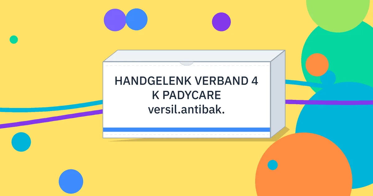 Symbolbild: Packung mit der Aufschrift HANDGELENK VERBAND 4 K PADYCARE versil.antibak. (PZN 10939557) – Verfügbarkeit und Bezug in Apotheken in Frankfurt am Main