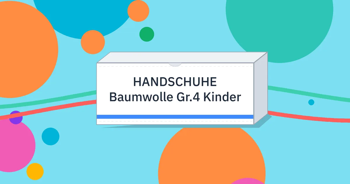 Symbolbild: Packung mit der Aufschrift HANDSCHUHE Baumwolle Gr.4 Kinder (PZN 04079292) – Verfügbarkeit und Bezug in Apotheken in Frankfurt am Main