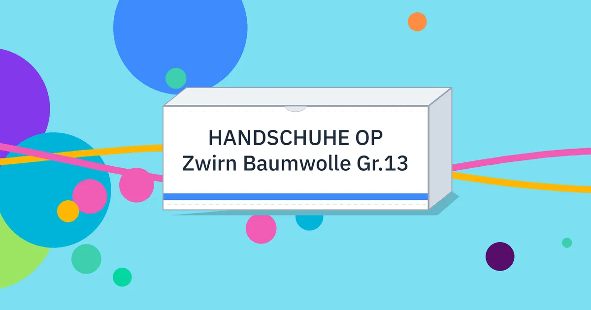 Symbolbild: Packung mit der Aufschrift HANDSCHUHE OP Zwirn Baumwolle Gr.13 (PZN 01013861) – Verfügbarkeit und Bezug in Apotheken in Frankfurt am Main