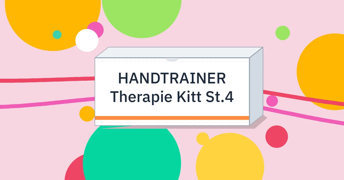 Symbolbild: Packung mit der Aufschrift HANDTRAINER Therapie Kitt St.4 (PZN 02439378) – Verfügbarkeit und Bezug in Apotheken in Frankfurt am Main