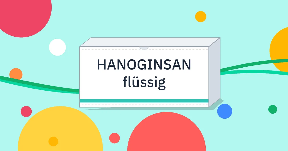 Symbolbild: Packung mit der Aufschrift HANOGINSAN flüssig (PZN 04327063) – Verfügbarkeit und Bezug in Apotheken in Frankfurt am Main