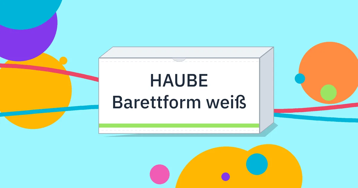 Symbolbild: Packung mit der Aufschrift HAUBE Barettform weiß (PZN 02063312) – Verfügbarkeit und Bezug in Apotheken in Frankfurt am Main