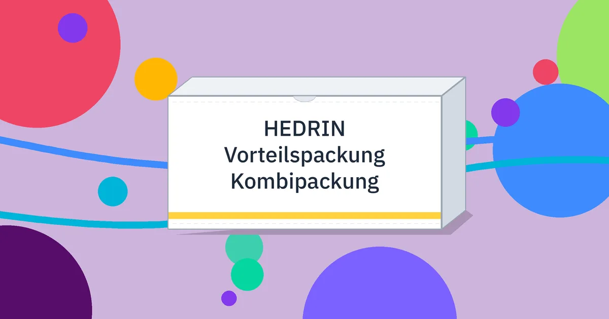 Symbolbild: Packung mit der Aufschrift HEDRIN Vorteilspackung Kombipackung (PZN 14175536) – Verfügbarkeit und Bezug in Apotheken in Frankfurt am Main