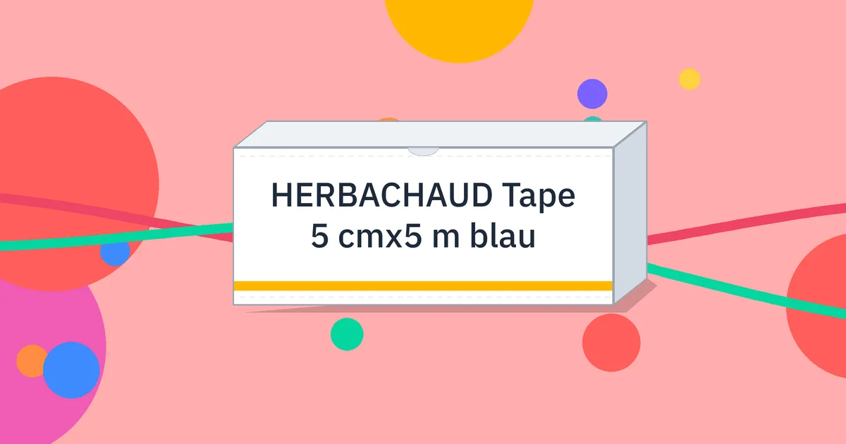 Symbolbild: Packung mit der Aufschrift HERBACHAUD Tape 5 cmx5 m blau (PZN 14028315) – Verfügbarkeit und Bezug in Apotheken in Frankfurt am Main