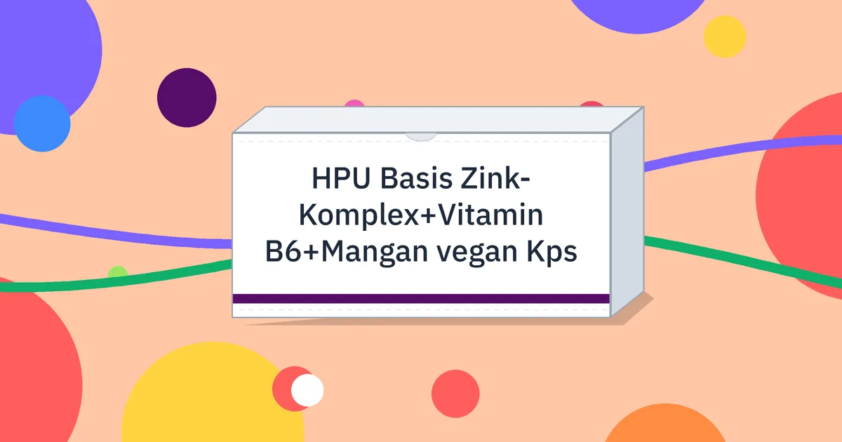 Symbolbild: Packung mit der Aufschrift HPU Basis Zink-Komplex+Vitamin B6+Mangan vegan Kps (PZN 20050448) – Verfügbarkeit und Bezug in Apotheken in Frankfurt am Main