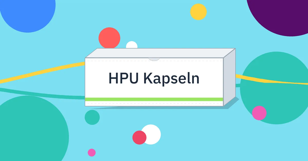 Symbolbild: Packung mit der Aufschrift HPU Kapseln (PZN 17825118) – Verfügbarkeit und Bezug in Apotheken in Frankfurt am Main
