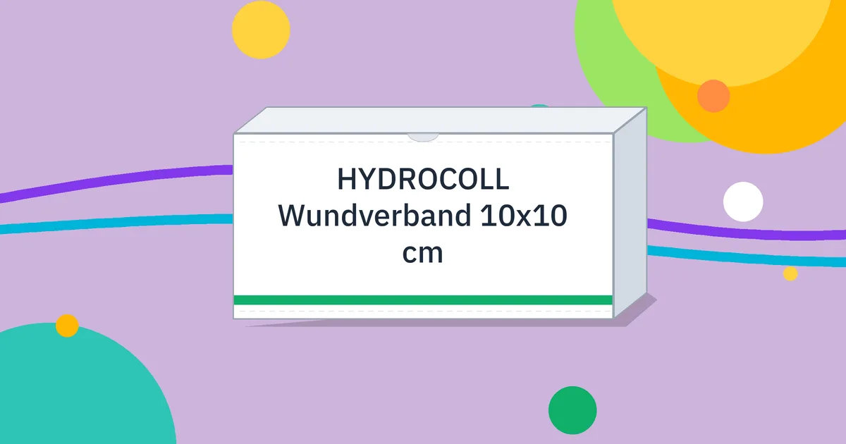 Symbolbild: Packung mit der Aufschrift HYDROCOLL Wundverband 10x10 cm (PZN 07604818) – Verfügbarkeit und Bezug in Apotheken in Frankfurt am Main