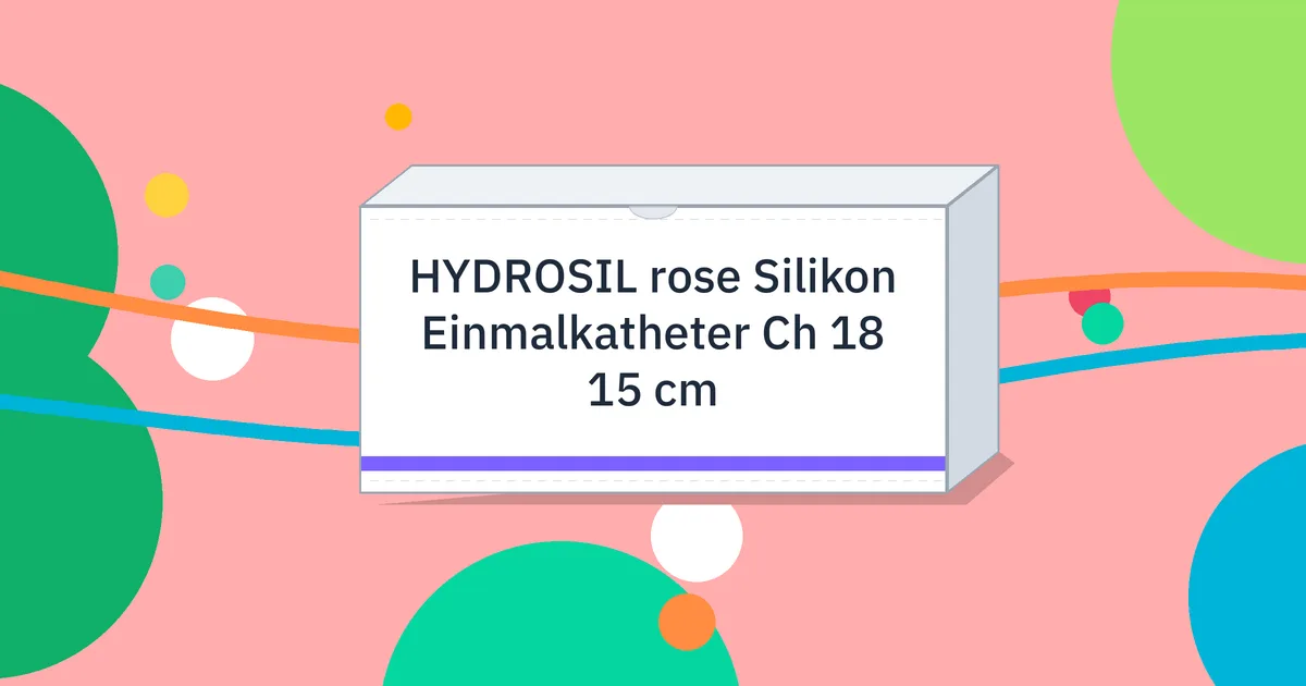 Symbolbild: Packung mit der Aufschrift HYDROSIL rose Silikon Einmalkatheter Ch 18 15 cm (PZN 11124165) – Verfügbarkeit und Bezug in Apotheken in Frankfurt am Main