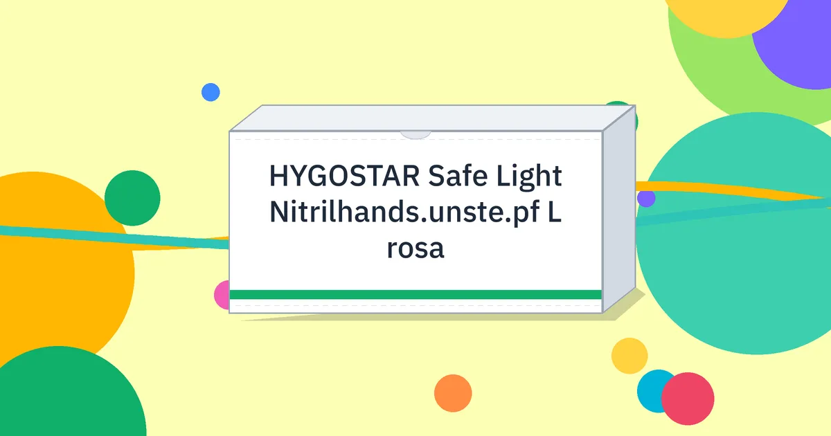 Symbolbild: Packung mit der Aufschrift HYGOSTAR Safe Light Nitrilhands.unste.pf L rosa (PZN 20774376) – Verfügbarkeit und Bezug in Apotheken in Frankfurt am Main
