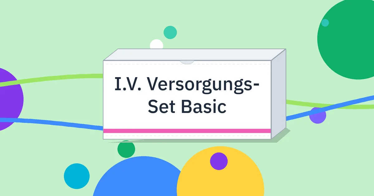Symbolbild: Packung mit der Aufschrift I.V. Versorgungs-Set Basic (PZN 20467415) – Verfügbarkeit und Bezug in Apotheken in Frankfurt am Main