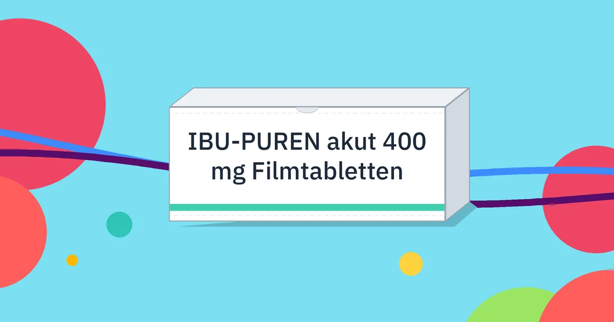Symbolbild: Packung mit der Aufschrift IBU-PUREN akut 400 mg Filmtabletten (PZN 15877996) – Verfügbarkeit und Bezug in Apotheken in Frankfurt am Main